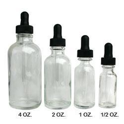 1 Dozen Flint Glass Dropper Bottles 1/2 oz.