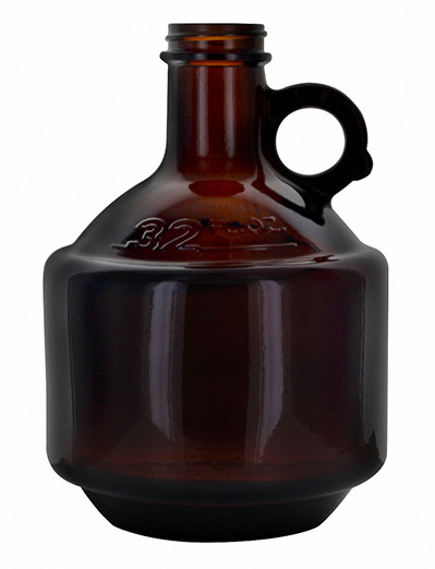 32 oz (quart) Artesian Amber Glass Growler Bottle With Cap