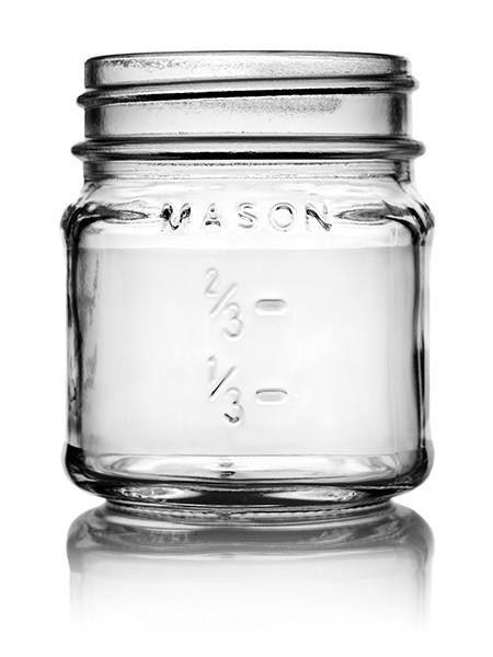Glass Square Mason Jar - Available In 8 oz & 16 oz & Black or Gold Lid